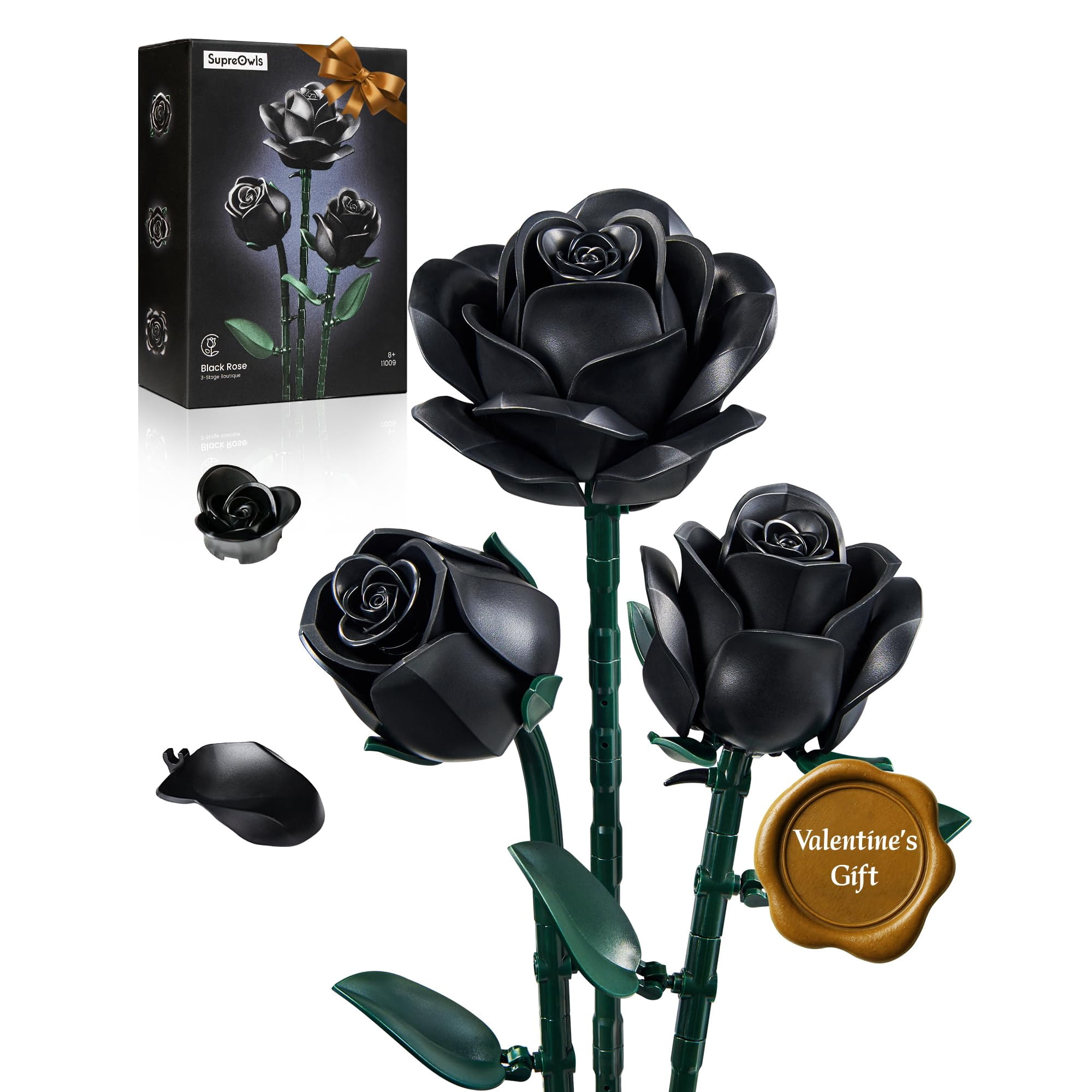 Click here for Iatom Black Roses Flower Building Set - 3pack Arti... prices
