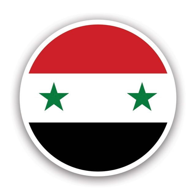 Round Syrian Flag Sticker Decal - Self Adhesive Vinyl - Weatherproof - Made in USA - syria syr ...