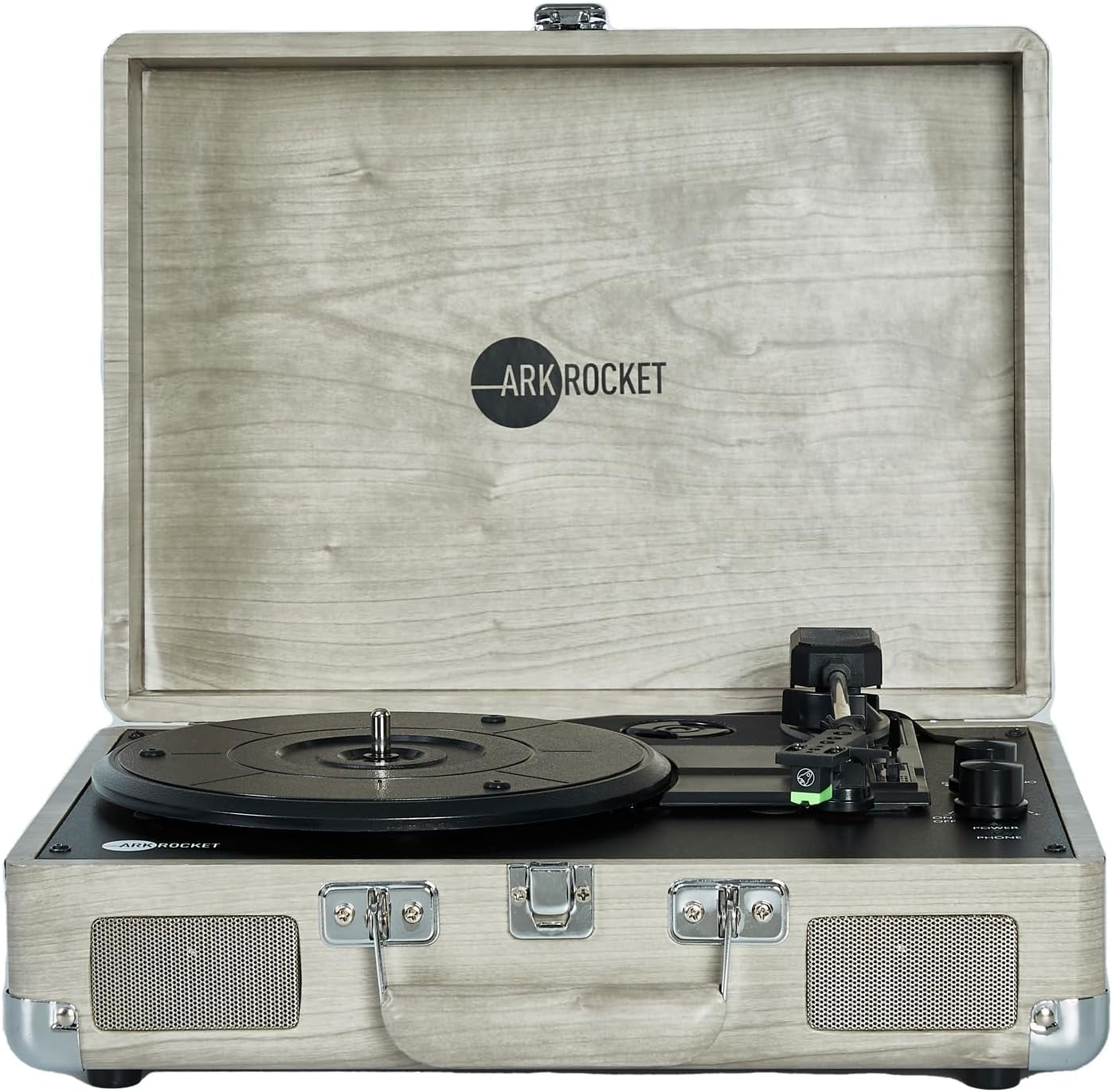 Arkrocket Curiosity Suitcase Bluetooth Turntable Vintage 3-Speed Record Player with Built-in ...