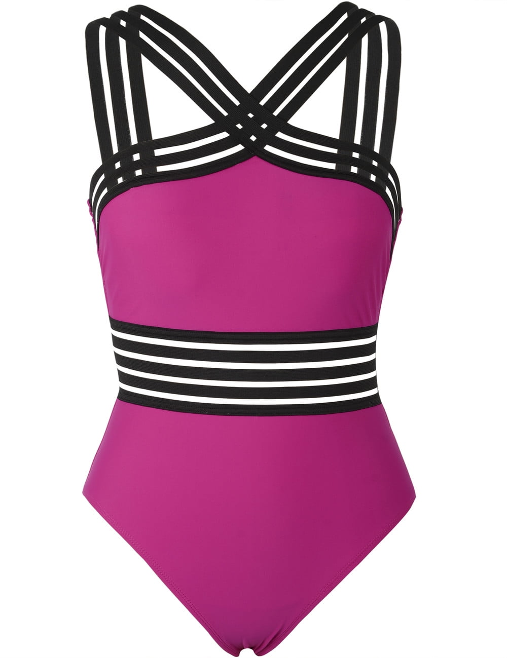 Hilor Womens One Piece Swimsuits Front Crossover Bathing Suits Hollow ...