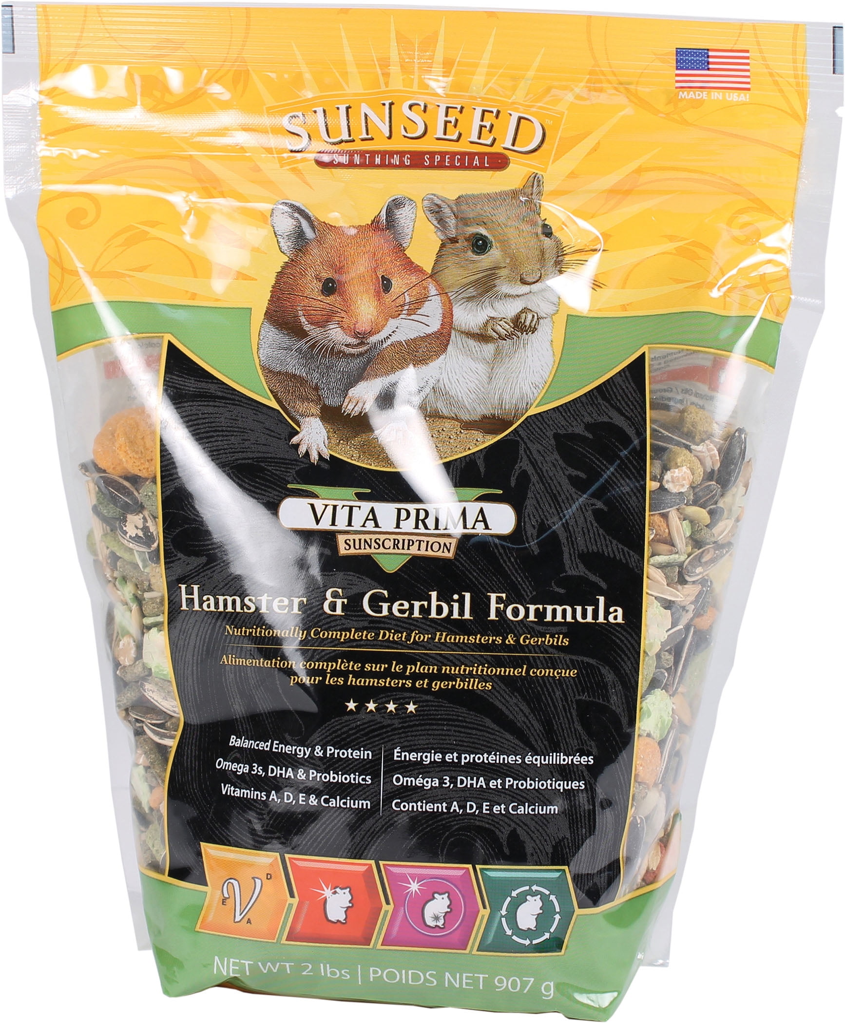 Sunseed Vita Prima Complete Nutrition Hamster & Gerbil Food, 2 LBS ...