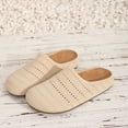 Beige Womens Round Toe Flats Mesh Fabric Hollow Out Slip On Casual ...
