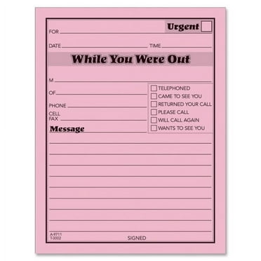 Universal Important Message Pink Pads, 4.25 x 5.5, 1/Page, 50 Forms/Pad ...