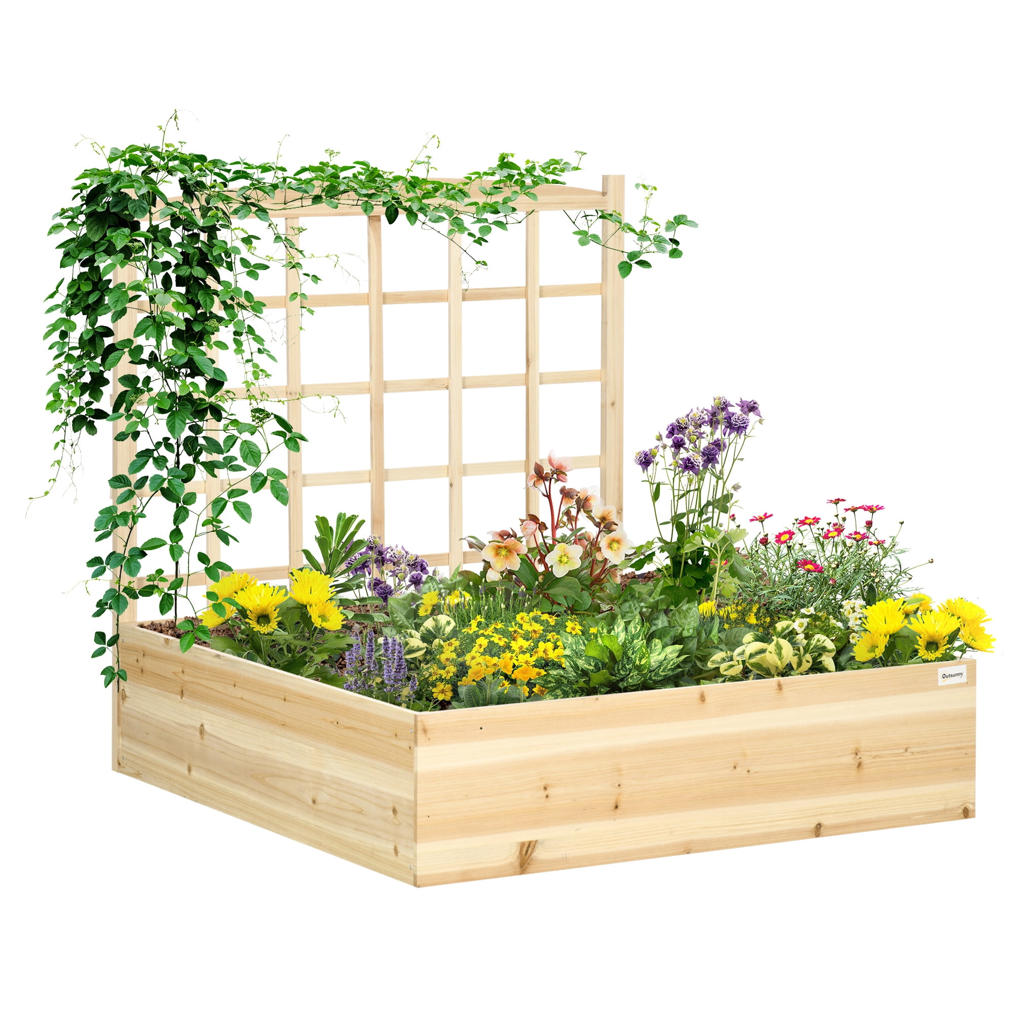 Click here for Outsunny Large Raised Garden Bed Wooden Planters B... prices
