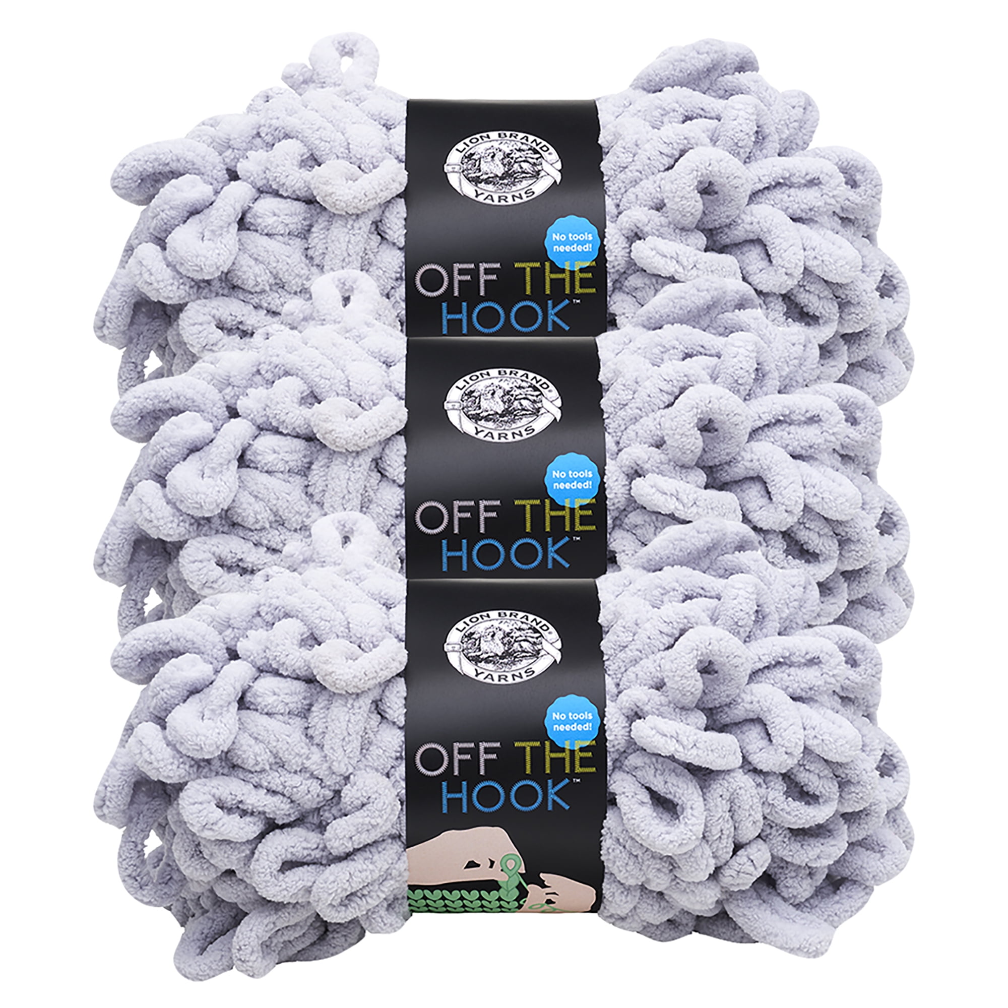 Lion Brand Yarn Off the Hook Dreamy Loop Jumbo Polyester Gray Yarn 3 ...
