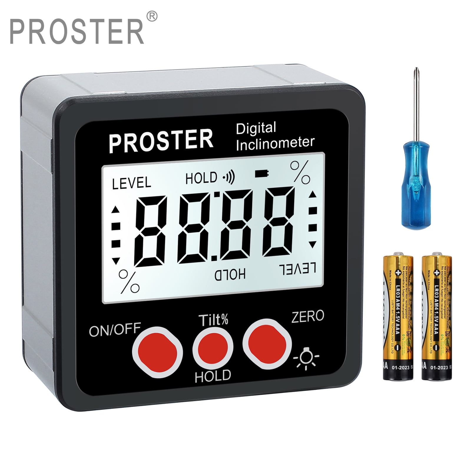 Proster 360 Degree Magnetic Digital Inclinometer Level Box LCD Screen ...