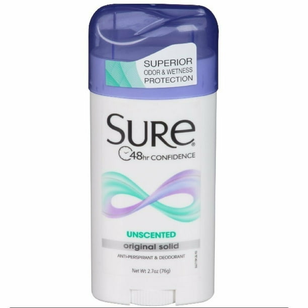 Sure Original Solid Unscented, Anti-Perspirant Deodorant 2.70 oz (Pack ...