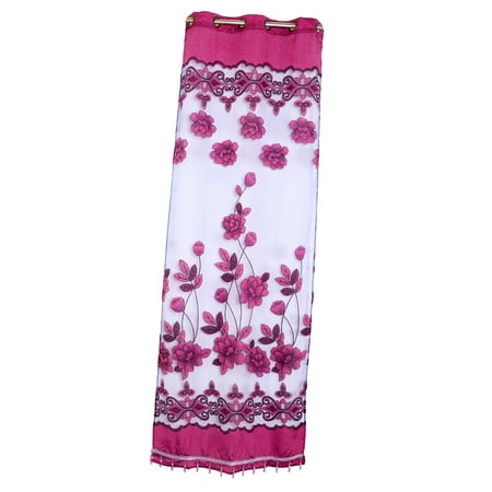 Generic Jacquard Flower Pattern Beaded Tulle Door Window Curtains Panel ...