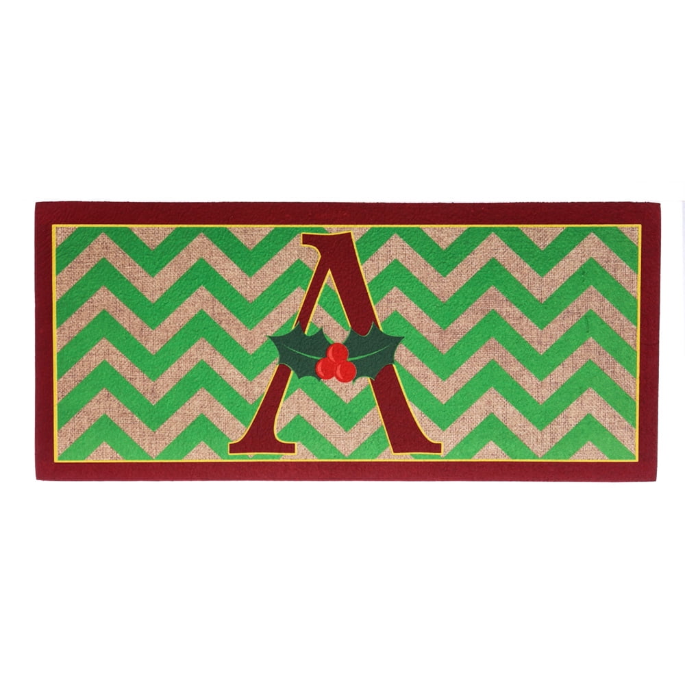 Evergreen Holly Monogram A Decorative Mat Insert, 10 x 22 inches ...