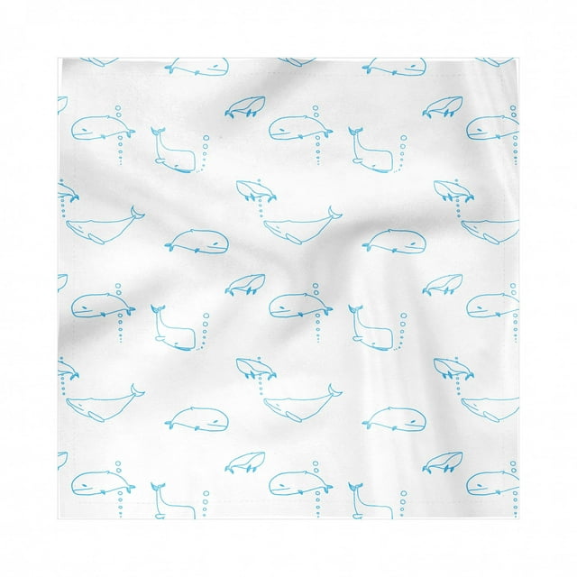 Whales Decorative Napkins Set of 4, Simplistic Outline Drawing Style ...