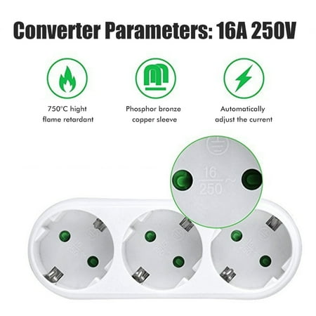 Outlet Extender Plug Splitter European Germany Power 3 Outlet Wall Plug ...