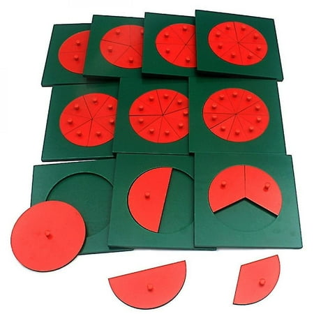 Baby Montessori Math Toys Wooden Fraction Circles 1-10 Counting ...