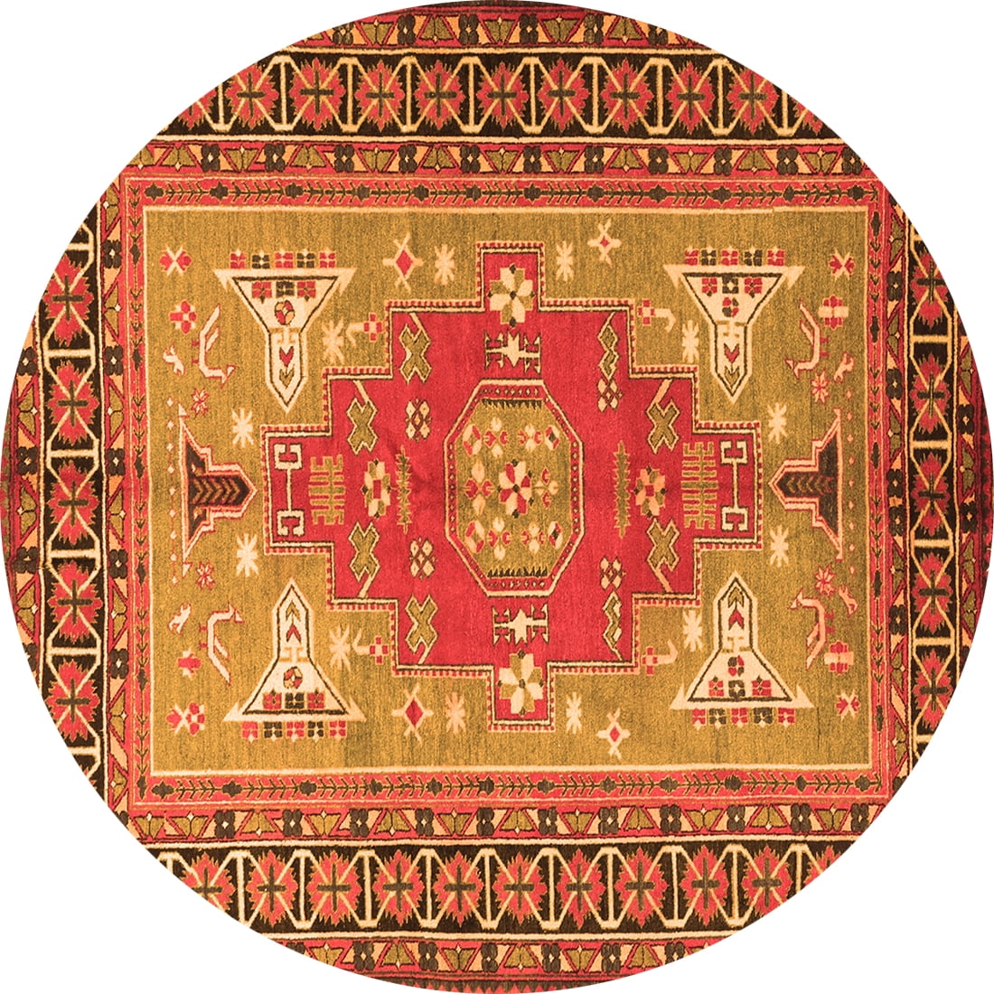 Ahgly Company Indoor Round Persian Orange Traditional Area Rugs, 6 ...