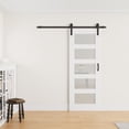 28"×96" Wood Glass Sliding Barn Door wit Finised Surface, Ready to Use ...