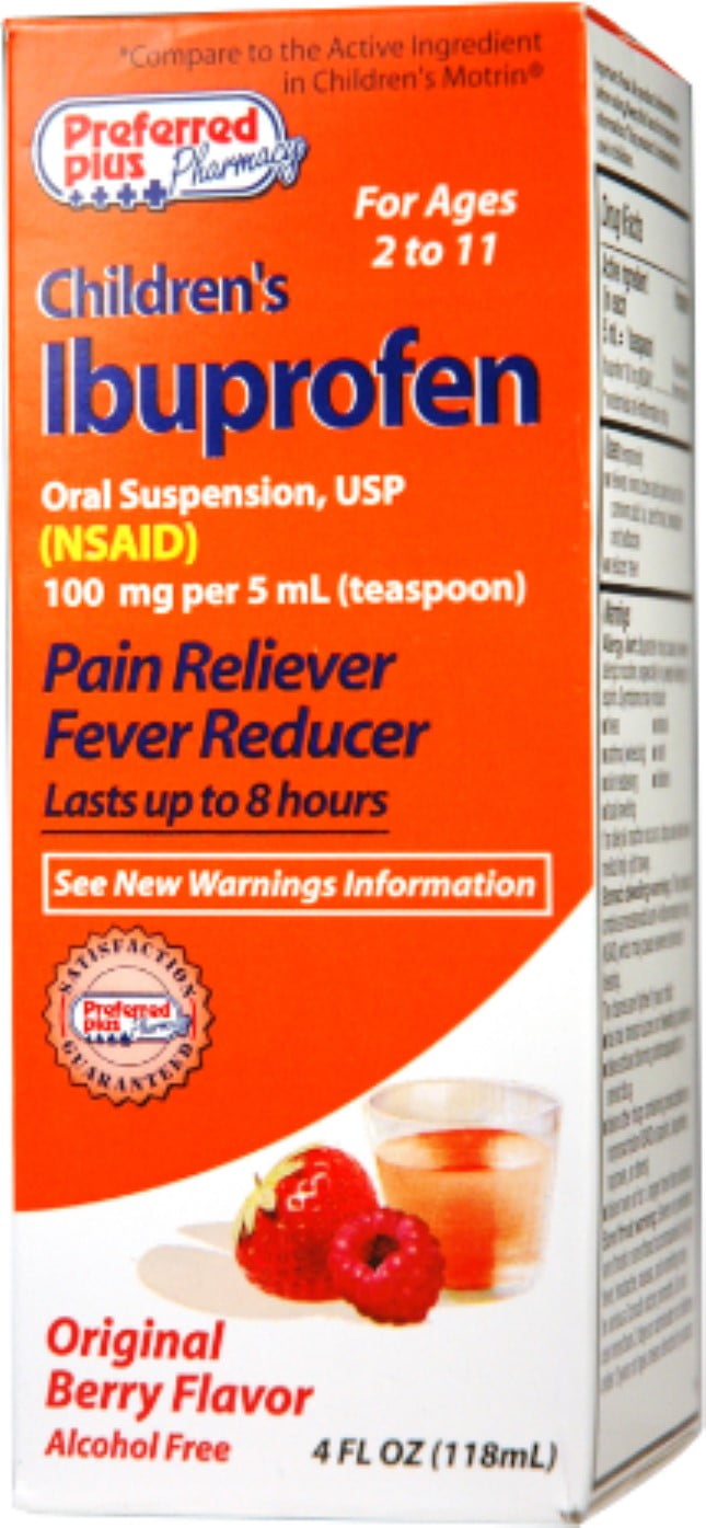 Ibuprofen Children's Oral Suspension Pain Reliever/Fever Reducer, Berry ...