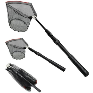 NEWEEN Telescoping Rubber Fishing Net, Collapsible Sturdy Pole Handle ...