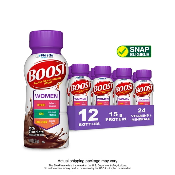 BOOST Women Nutritional Drink, Rich Chocolate, 15 g Protein, 12- 8 fl ...