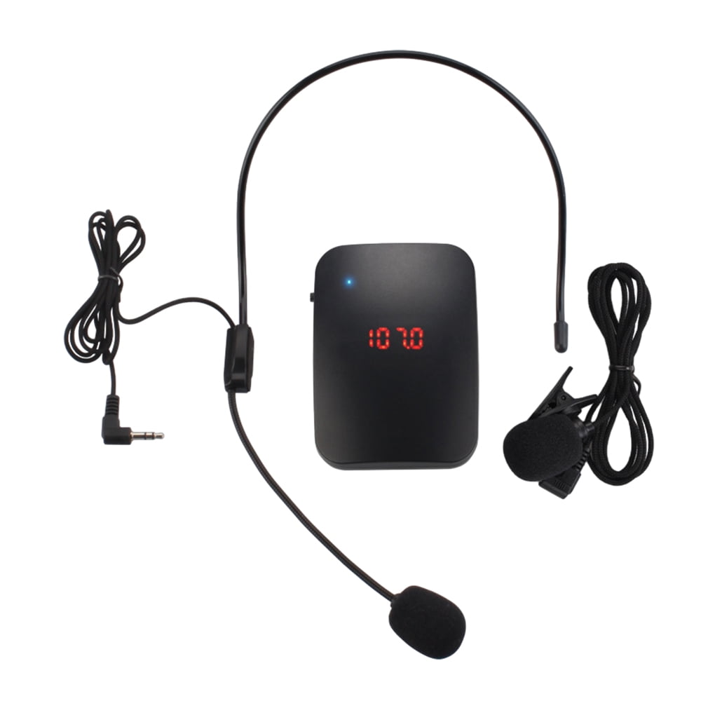 Seitruly Micrófono inalámbrico con transmisor de radio FM, auriculares ...
