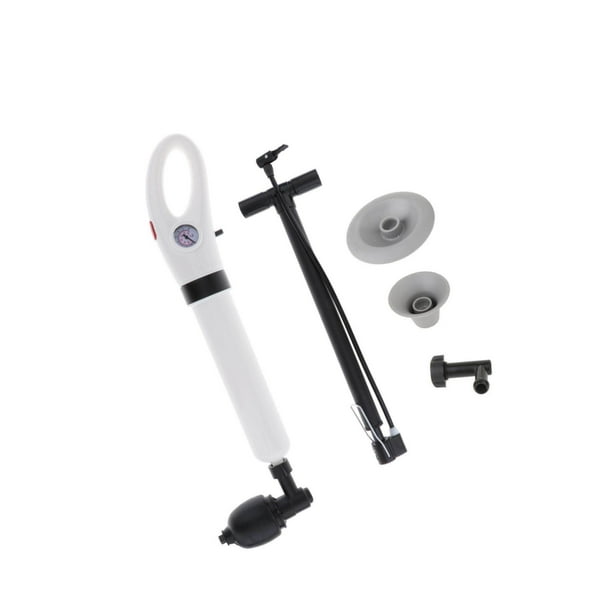 High Pressure Toilet Plunger Kit Cleaning Tool Replaceable Heads Air ...