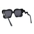 Bubbly Hazy Cloud Shape Rectangle Funky Runway Sunglasses All Black ...