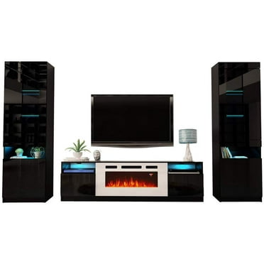 Soho 8 Modern Wall Unit Entertainment Center with 16 Color LED Lights ...