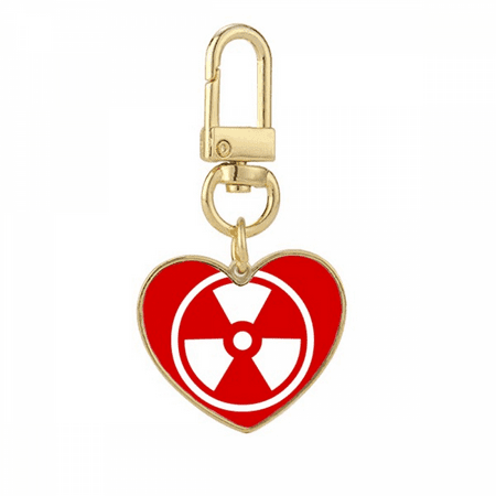 Ionization Radiation Red Square Warning Mark Gold Heart Keychain Metal ...