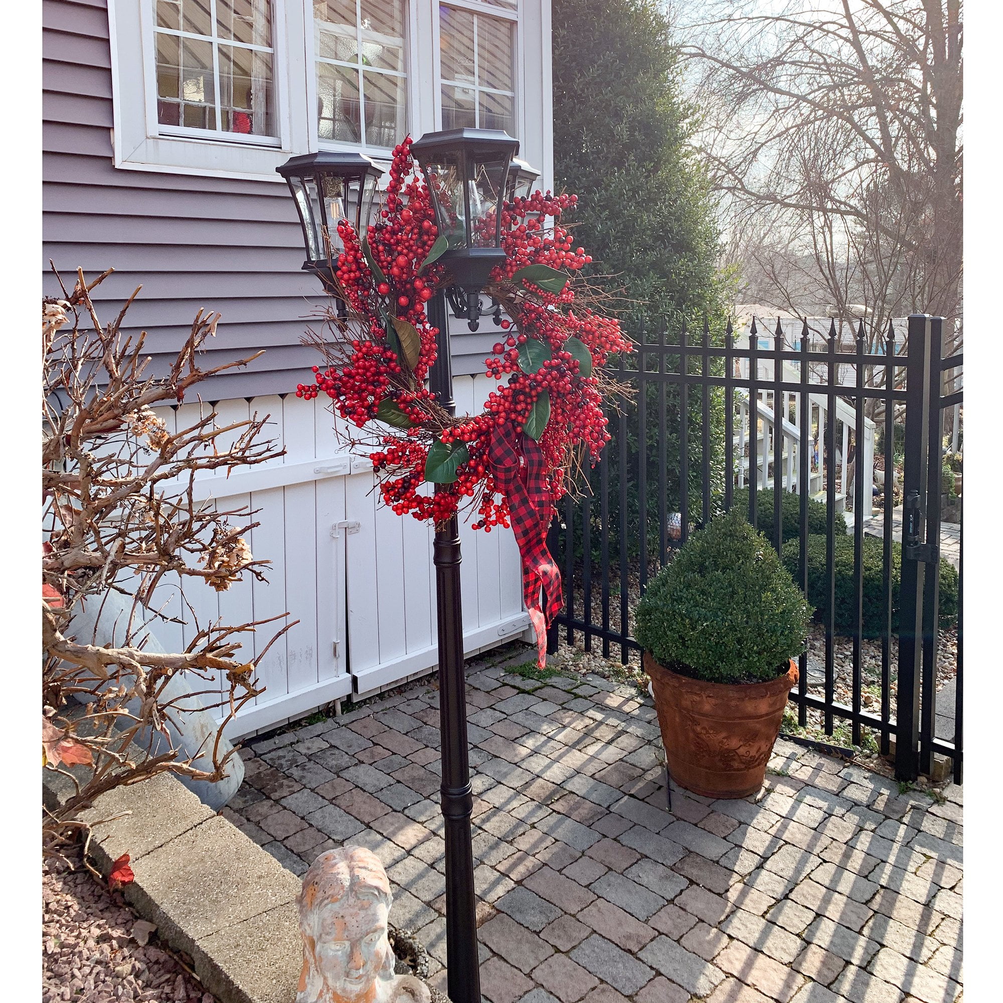 SunRay Avalon Three Head Solar Lamp Post and Planter, Black - Walmart.com