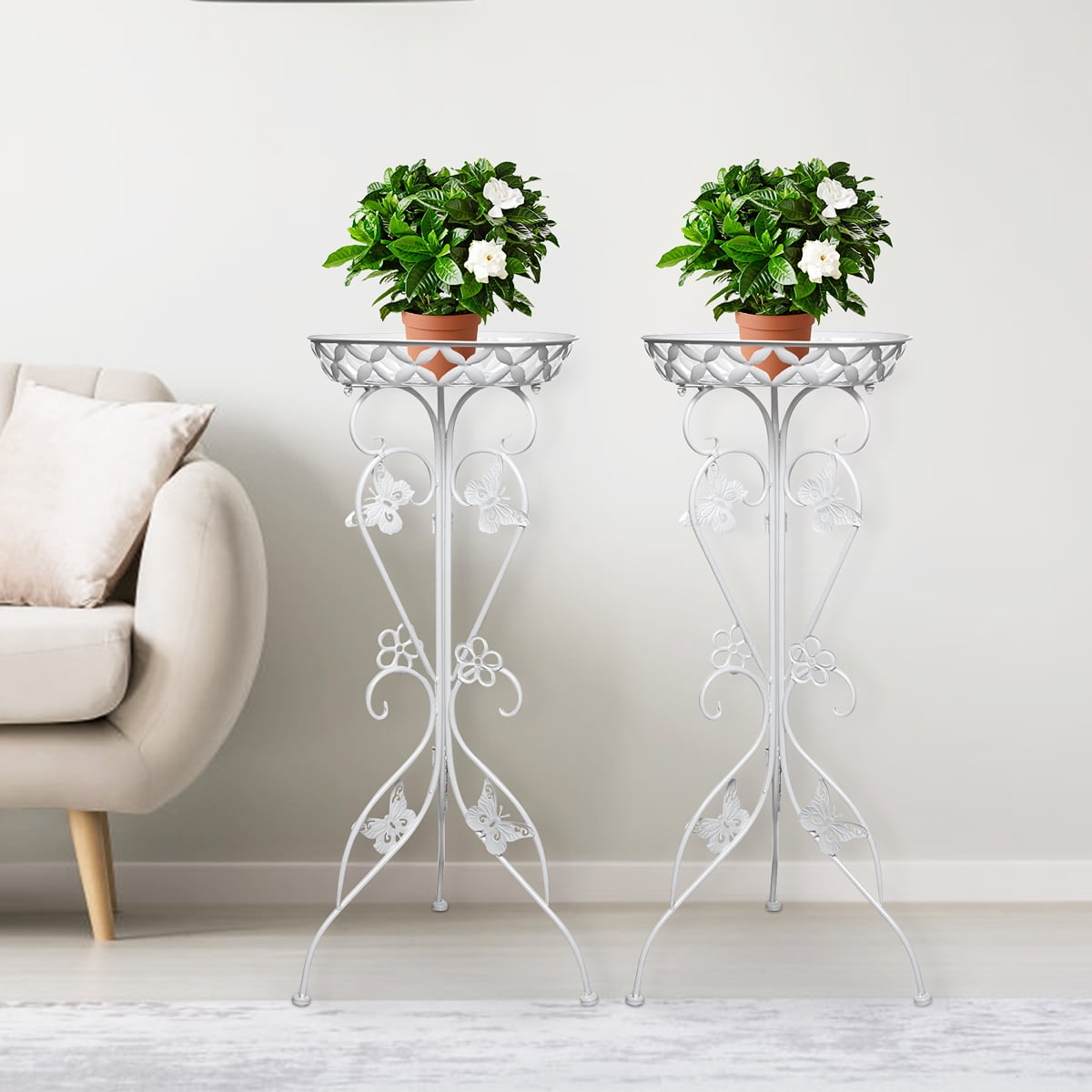 2x Classical Iron Art Design Metal Plant Stand Display Flower Pot Rack ...