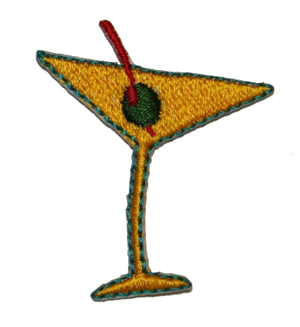 ID 1211 Martini Glass With Olive Patch Cocktail Embroidered Iron On ...