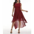 Womens Floral Lace Chiffon Bridesmaid Dress Hi Lo Cocktail Swing Party