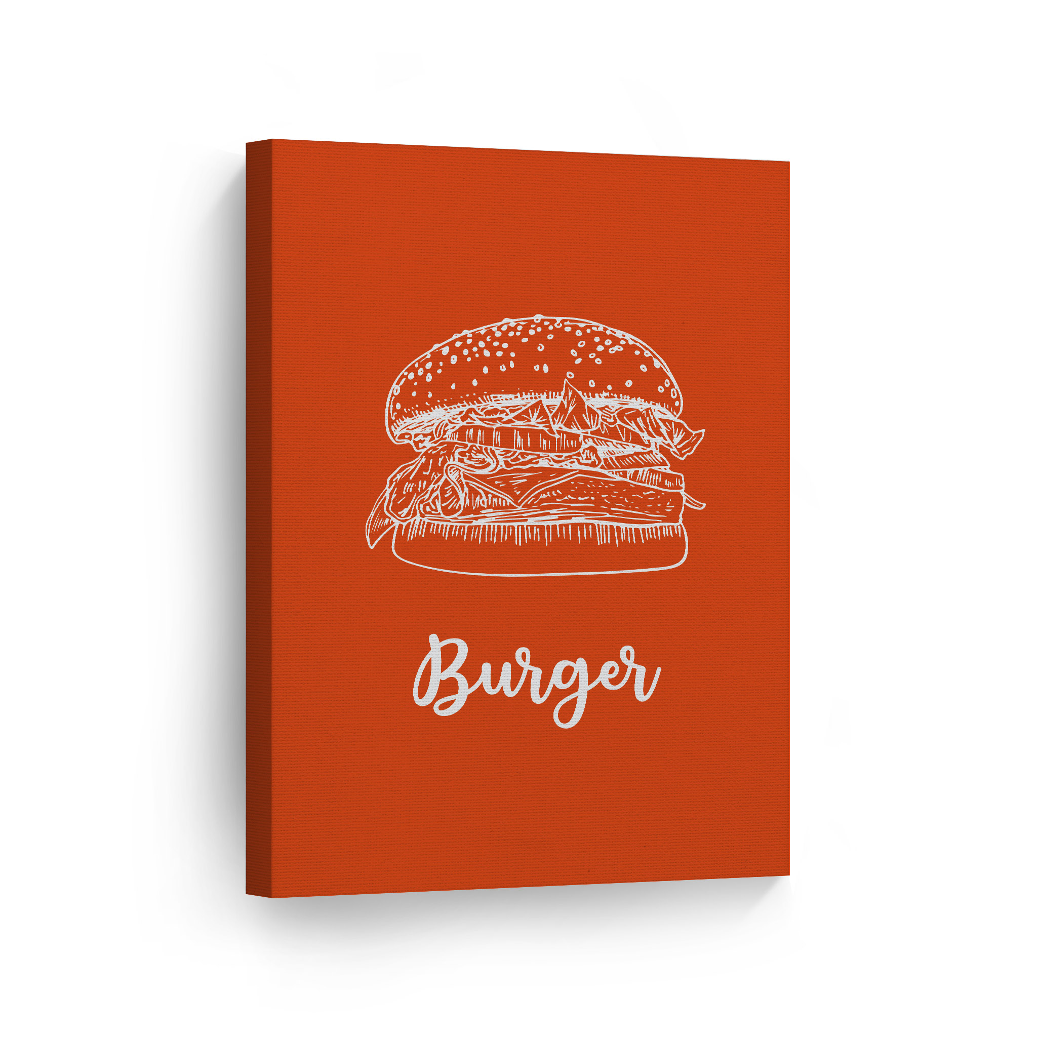 Smile Art Design Burger Red Drawing Lettering Kitchen Canvas Wall Art ...