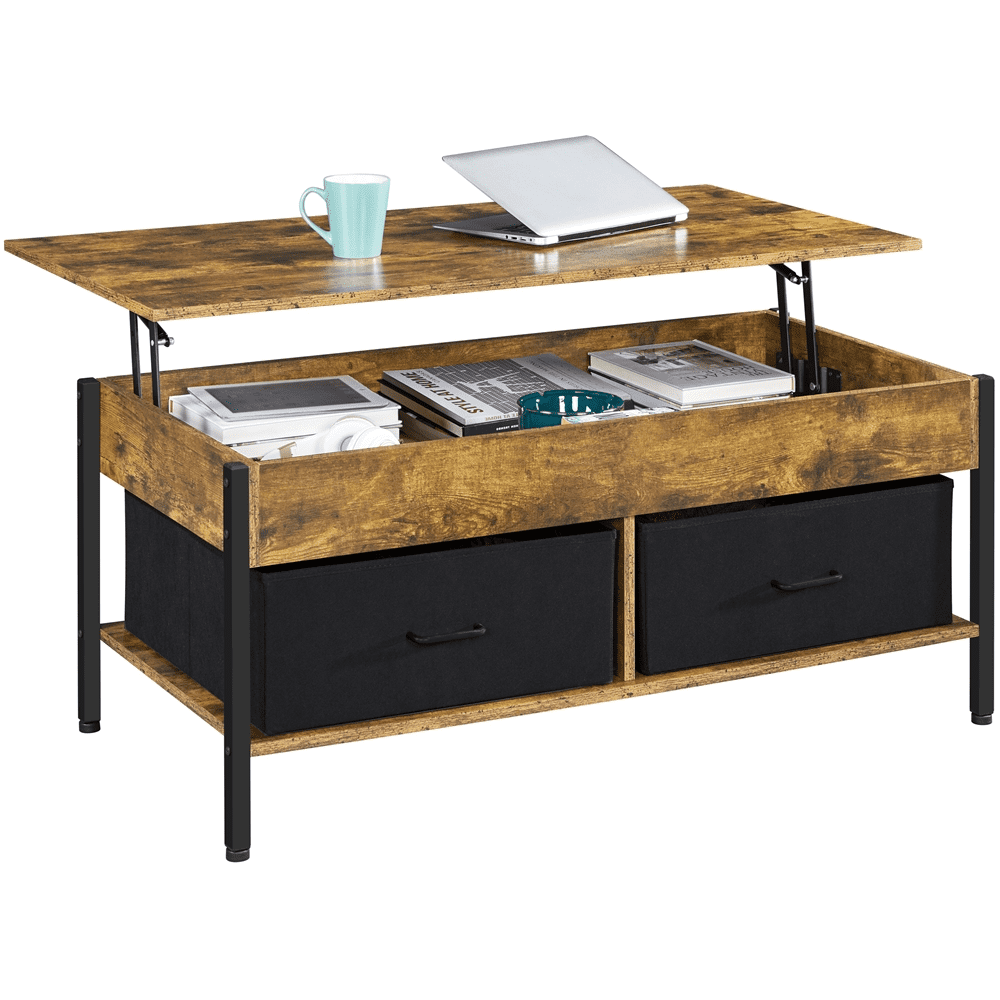 Alden Design Lift Top Wood Coffee Table with Storage Baskets, Large ...