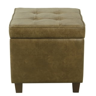 Baxton Studio Pebbles Cube Leather Ottoman - Dark Brown - Walmart.com