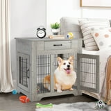 Dog Crate, Wood Dog House End Table with Drawer, Wooden Pet Crate Side ...