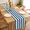 Abstract Blue Stripes Cotton Linen Table Runner Minimalist Navy Blue ...