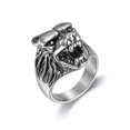 Animal Zodiac Wolf Head Ring Titanium Steel Electroplated Statement ...