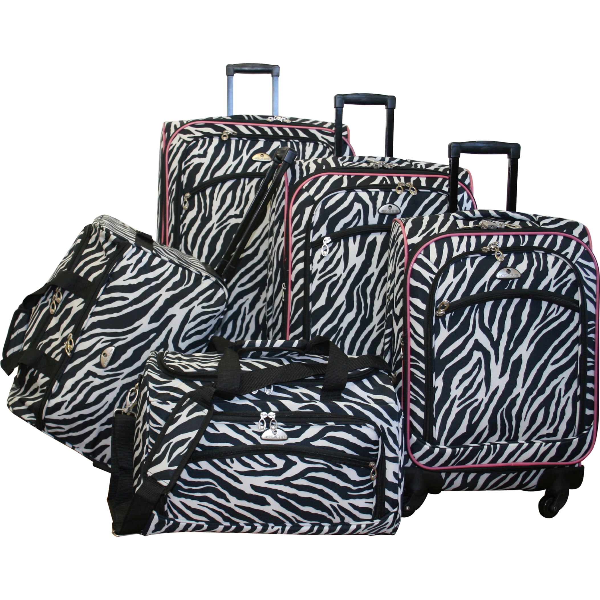 Animal Print 5 Pc Spinner Luggage Set in Zebra Pink - Walmart.com