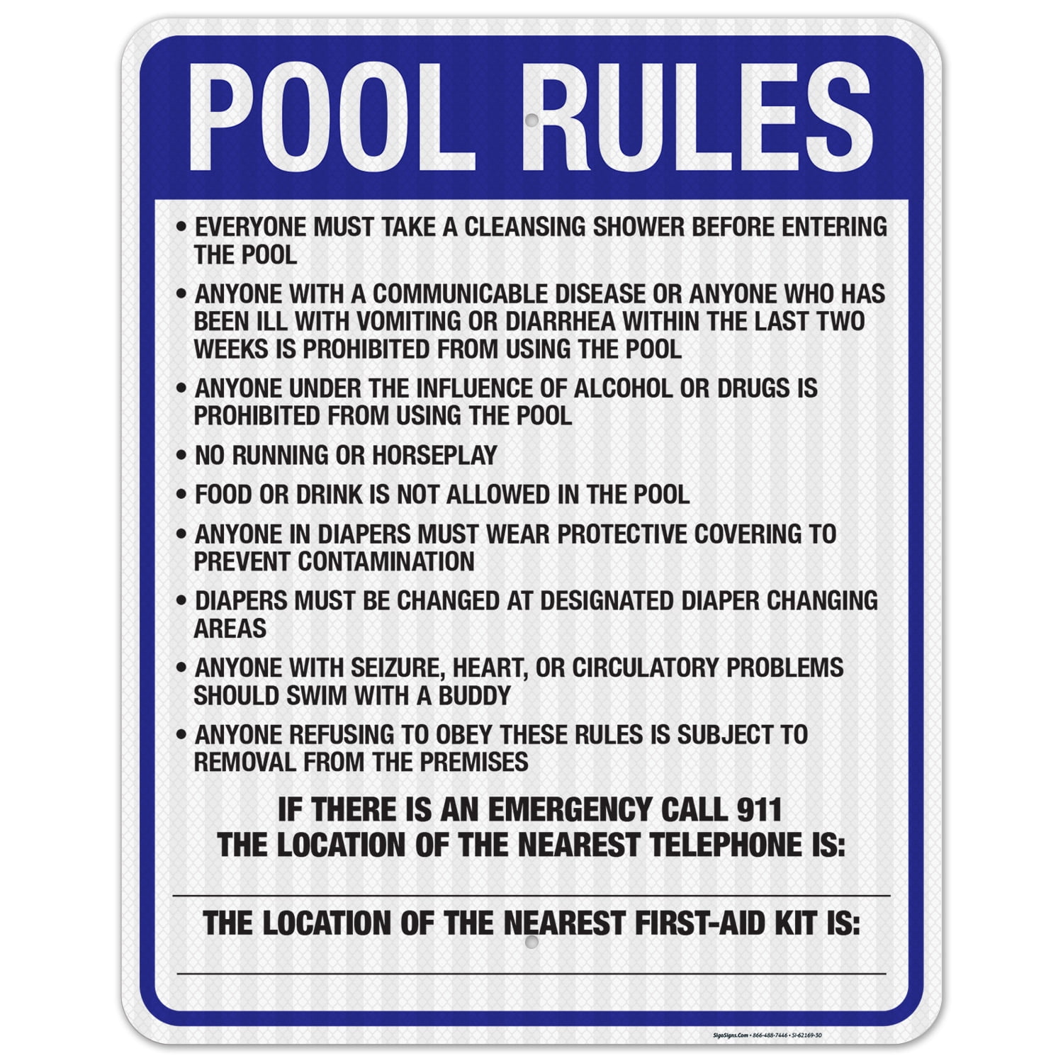 Washington Pool Rules Sign, Complies With State Of Washington Pool ...