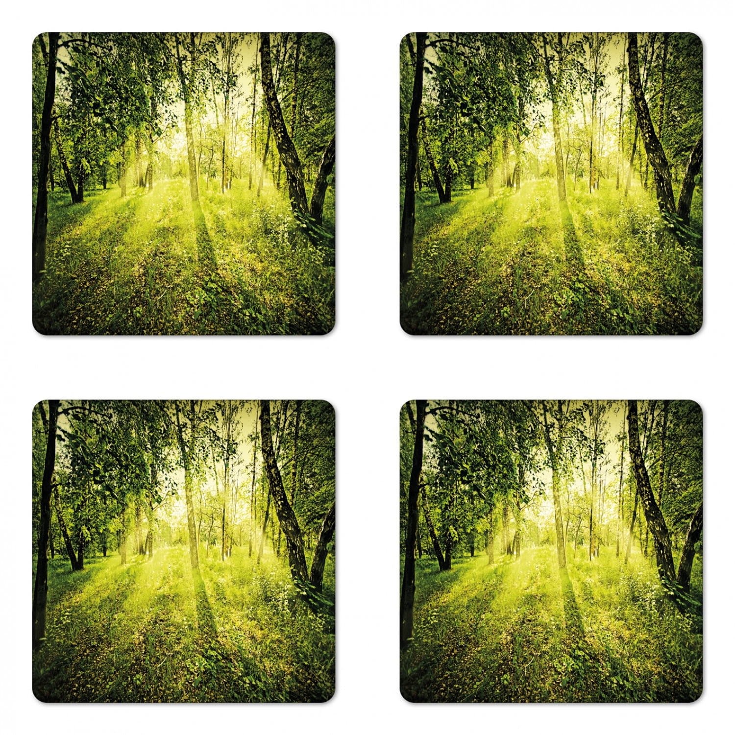 Magic Coaster Set of 4, Freshening Morning in Nature Summer Season ...