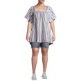 Terra And Sky Womens Plus Size Square Neck Flutter Sleeve Tiered Tunic