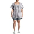 Terra And Sky Womens Plus Size Square Neck Flutter Sleeve Tiered Tunic