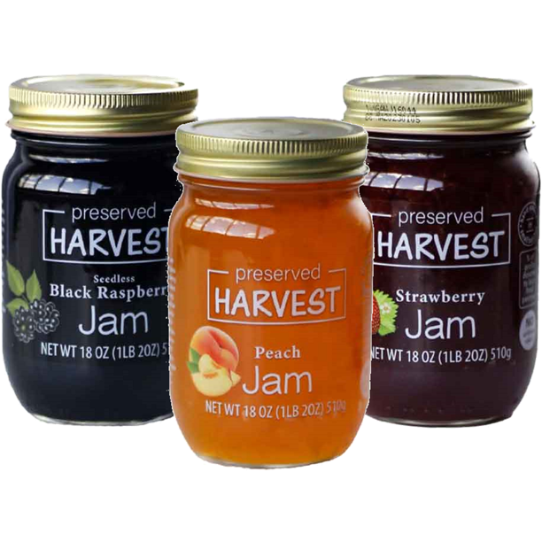 Preserved Harvest Strawberry, Peach & Seedless Black Raspberry Jam ...
