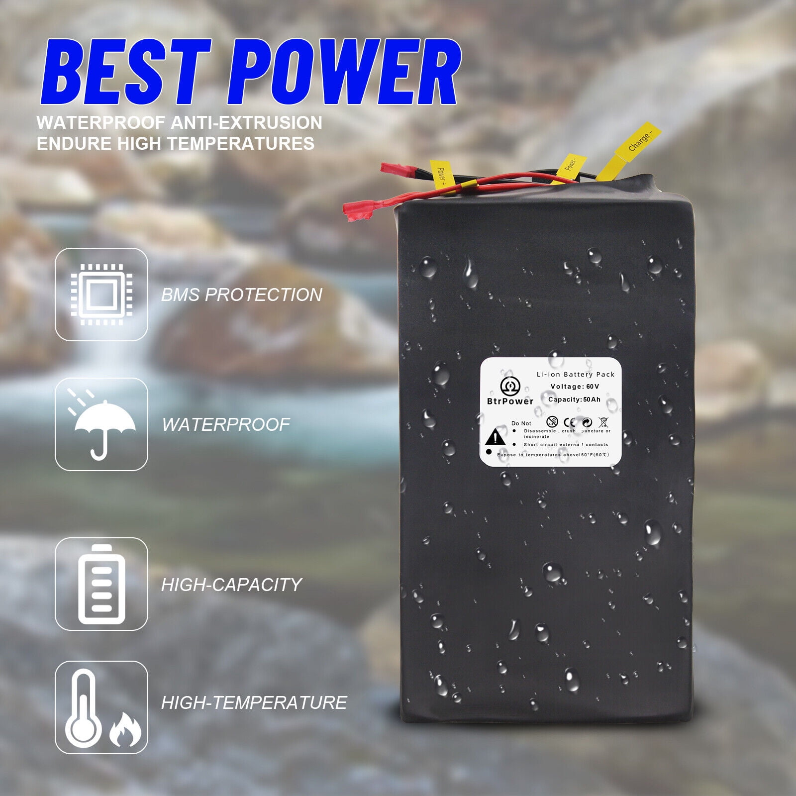 Buy Btr Ebike 60V 50Ah Li-ion Battery for Electric Bike Scooter 3000W ...