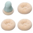 1 Green Short Handle Scrubber + 3 Pink Replacement Steel Wool Balls ...