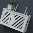 Wifi Router Storage Box Wall Hanging Shelf Wooden Bracket Free Punching ...
