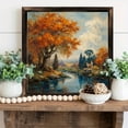 8x8 Inch Framed Wood Wall Art, Impressionist Autumn River Landscape ...