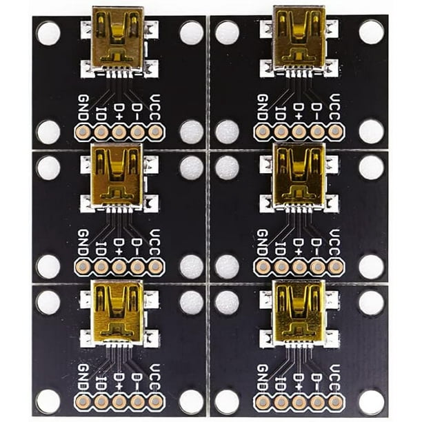 Treedix 6pcs Mini USB Female to DIP 2.54mm Pitch PCB Adapter Board USB ...
