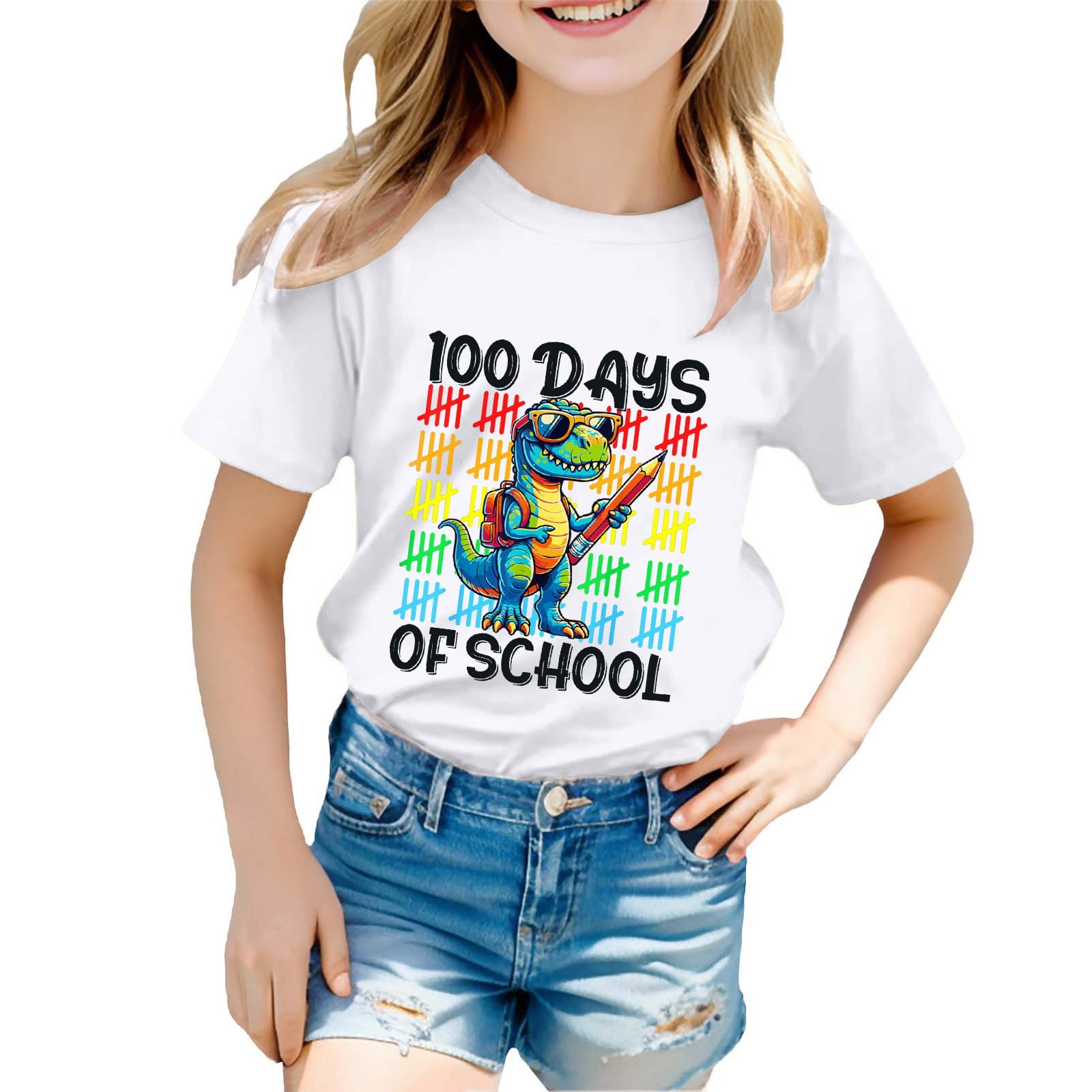FhsagQ The 7th Of July Boy and Girl Fashion Casual Print Round Neck Loose Short Sleeve T Shirt ...