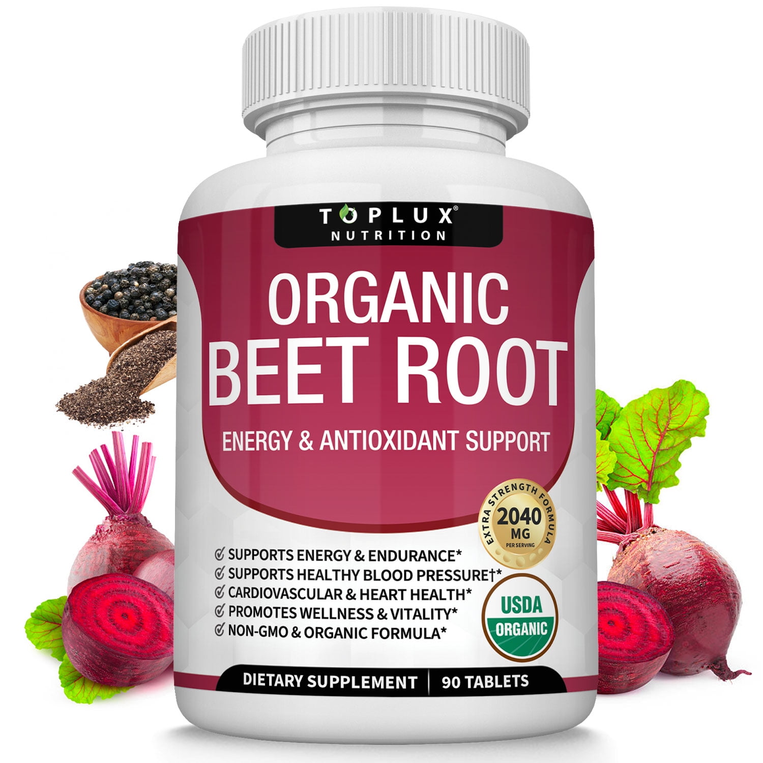Toplux Organic Beet Root Supplement 2040mg Beet Root Powder Tablets ...