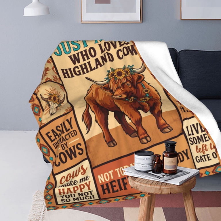 Highland Cow Gifts for Women, Cozy Throw Blanket, Cow Print Home Decor ...